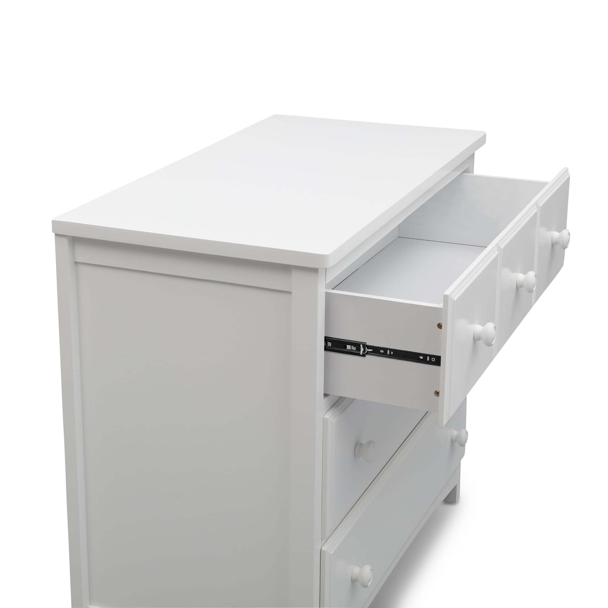 Delta Children 3 Drawer Dresser with Interlocking Drawers, Bianca White