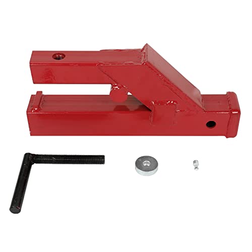 Gooeap Clamp On Trailer Hitch Tractor Ball Bucket Trailer Receiver Hitch 2" Hitch Mount Adapter Compatible with Deere Bobcat Tractor Bucket Red
