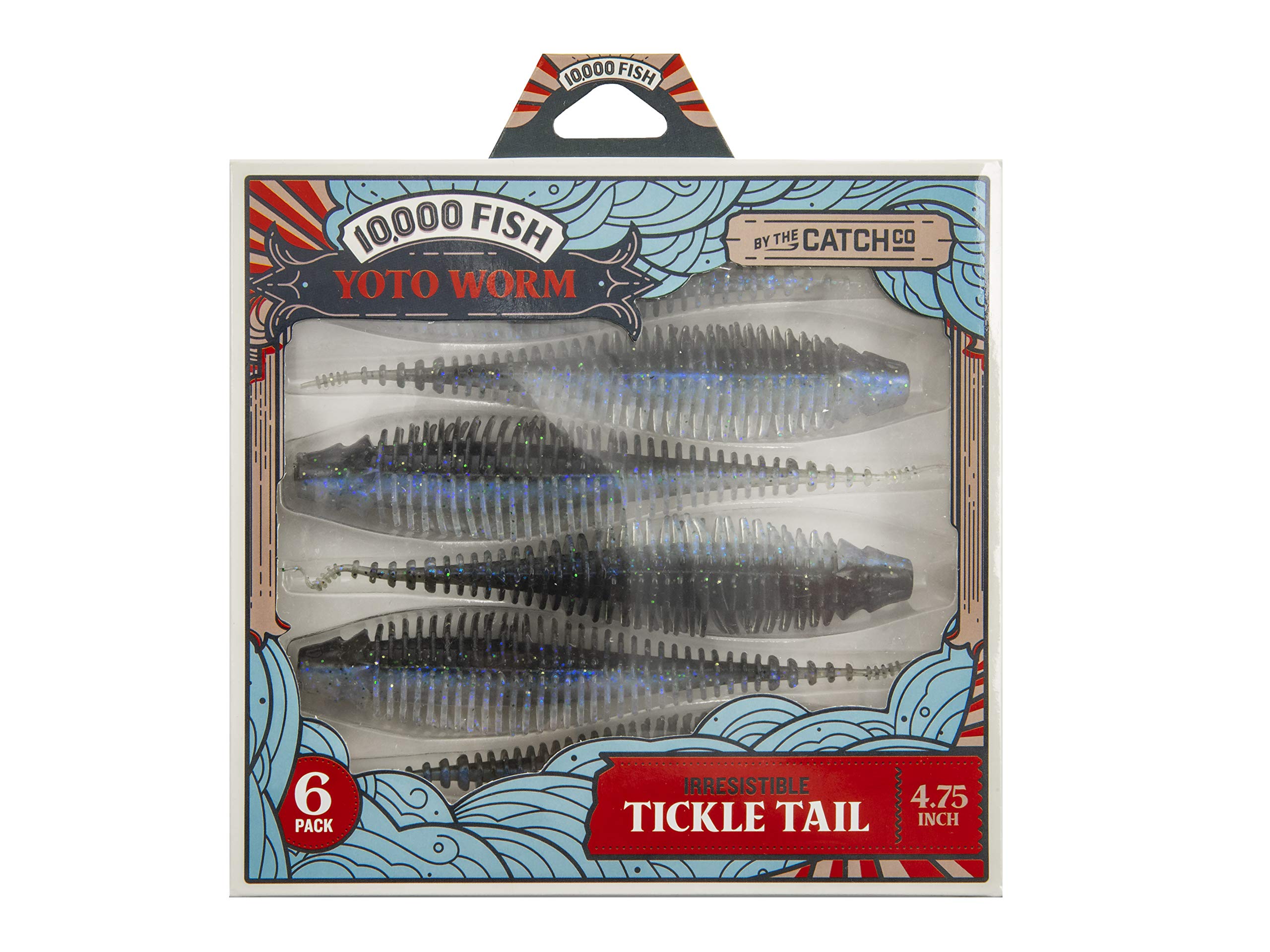 Catch Co 10,000 Fish Yoto Worm Soft Plastic Creature Bait Fishing Lure Watermelon Red Flake 4.75"