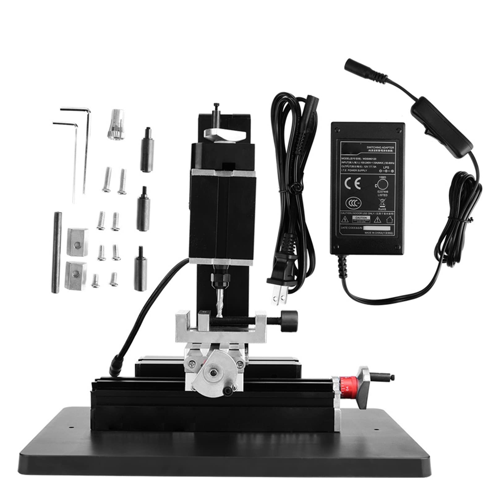 Mini Metal Lathe, 60W 100-240V 12000RPM TZ20005M Mini Wood Lathe DIY Miniature Milling Machine Miller, Milling Cutter with Two Cutting Edges