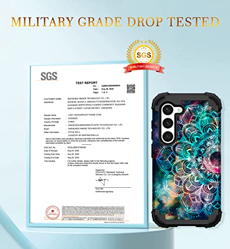 Hocase for Galaxy S23 Plus Case, Shockproof Heavy Duty Protection Soft Silicone Rubber Bumper+Hard Plastic Hybrid Protective Case for Samsung Galaxy S23 Plus (6.6") 2023 - Mandala in Galaxy