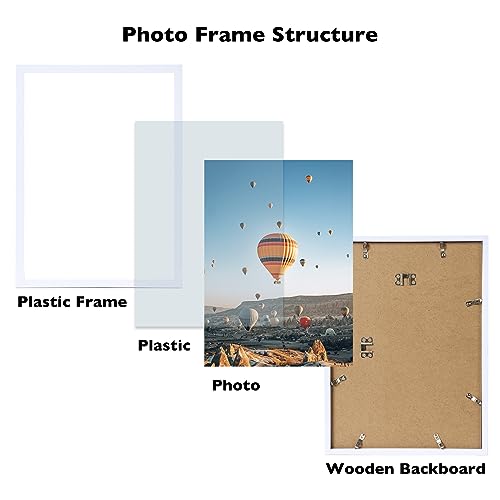JCJMY 11x15 inch Picture Frame, Horizontal and Vertical Formats for Wall Hanging, 11 x 15 Wall Gallery Poster Photo Frame with Durable Shatter Resistant Plexiglass, White