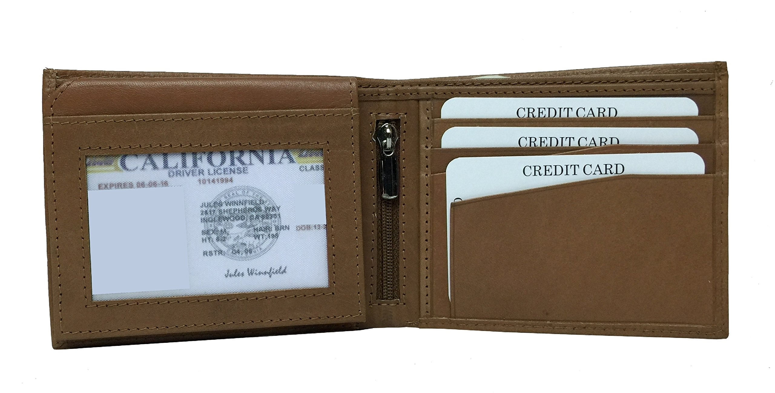 BMF Embroidered Genuine Leather Wallet Brown Raw Thick