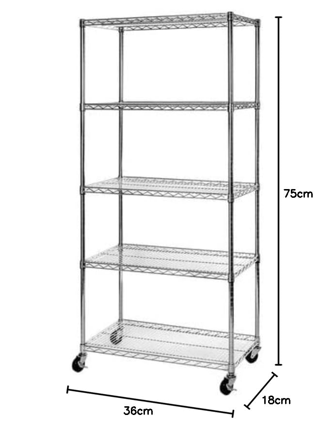 Seville Classics UltraDurable Heavy Duty NSF Solid Steel Wire Rack Storage Unit, Organizer for Garage, Warehouse, Office, Restaurant, Classroom, Kitchen, Steel, 5-Tier Shelving, 36" W x 18" D