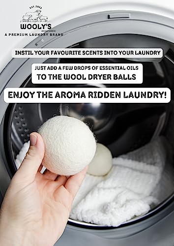 Wooly's Wool Dryer Balls, 8-PACK XL Sized Premium, Natural Fabric Softener, Replaces Dryer Sheets, Reduce Wrinkles & Static Cling, 30% Less Drying Time, Less Energy, Baby-safe. Balls for Laundry Dryer