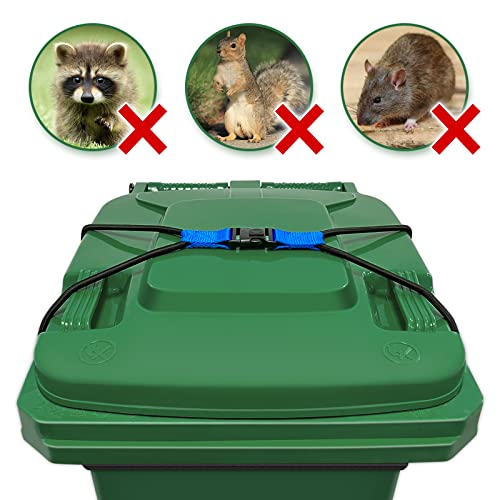PAHTTO Trash Can Lock 2PCS, Lid Lock for 30-50 Gal Outdoor Garbage Cans, Heavy Duty Bungee Cord Garbage Can Lock for Animals, Squirrels, Dogs, Raccoons