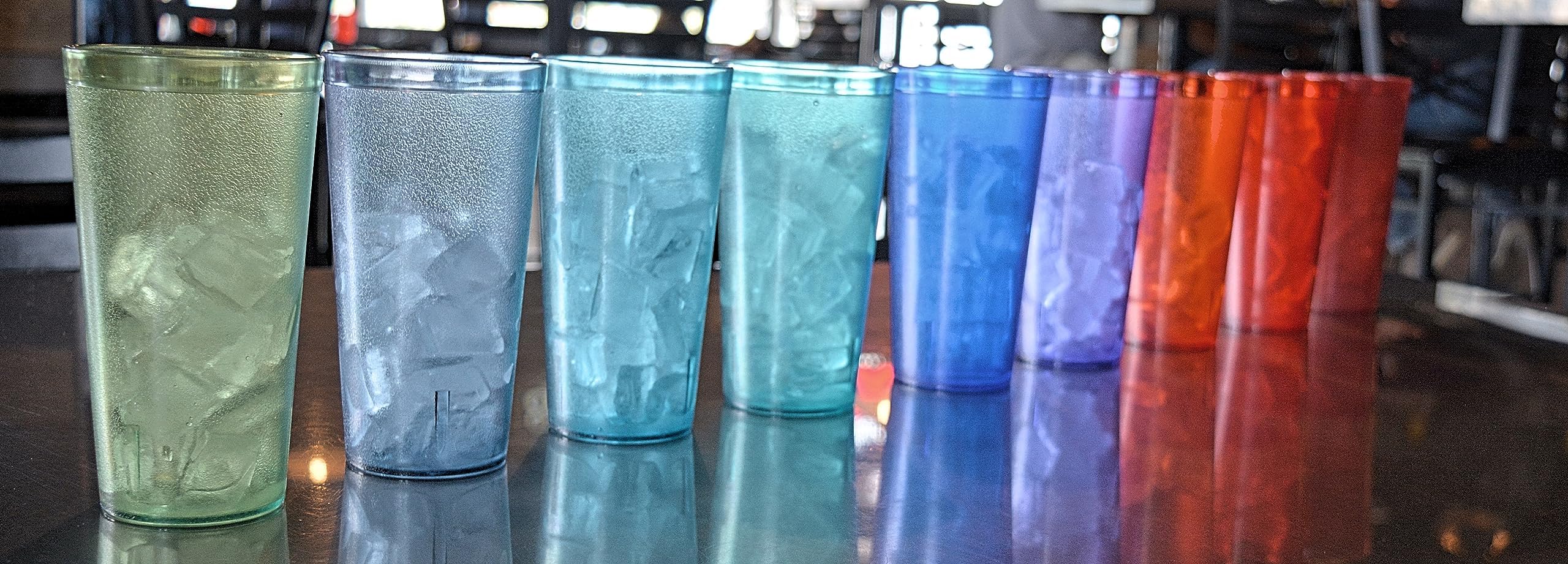 Party Outlaw Dark Blue Plastic Cup Tumblers 6 Pc 32oz Lightweight, Heavy Duty Stackable Cafe Style Plastic Glasses. Reusable & Dishwasher Safe Ice Tea & Water Cupsafe Ice Tea & Water Cups