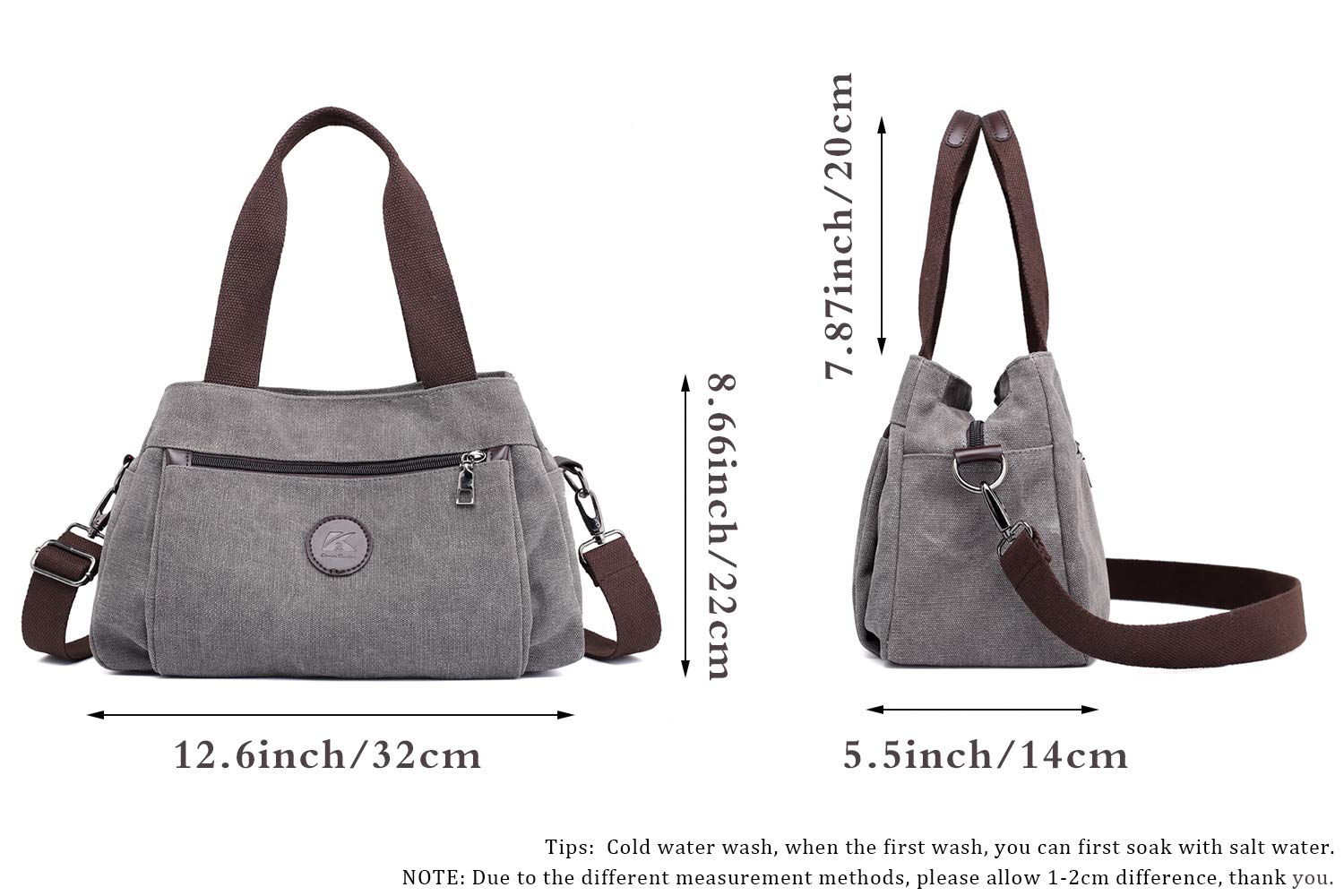 Chikencall® Women Hobo Handbags Casual Canvas Vintage Crossbody Bag Daily Multi Compartment Purses Shoulder Tote Shopper Bag