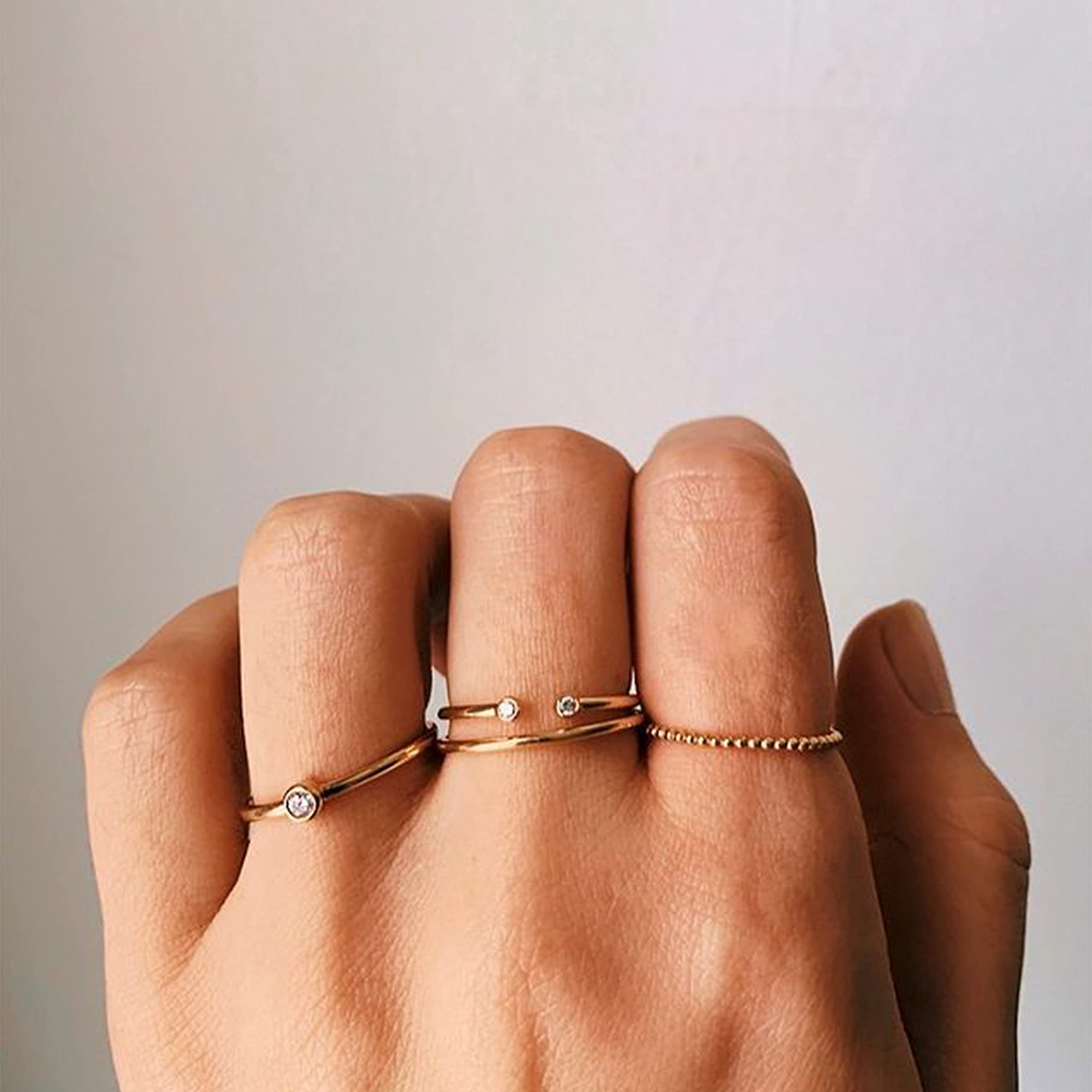 Cowlyn Open Adjustable Ring Gold 925 Silver Stackable Eternity Band Trendy Eternity Jewelry for Women (with Gift Box)