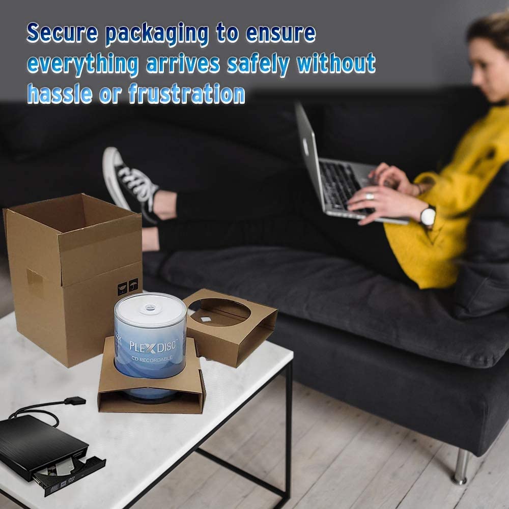 PlexDisc CD-R 700MB 52X White Inkjet Hub Printable Recordable Blank Discs - 100 Pack Cake Box (FFP), Blank CDs for Burning Music, Writable CD Discs, CD-R Blank Discs for Music, Photos, Data