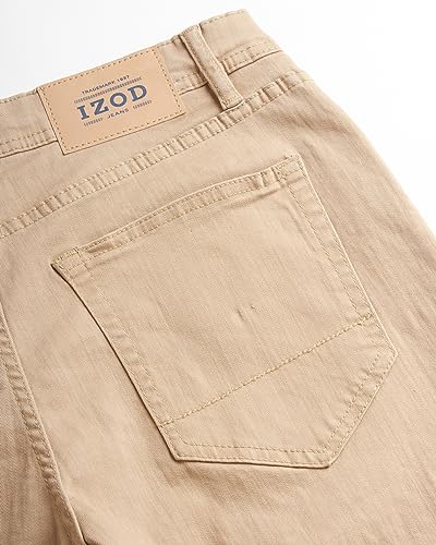 IZOD Men's Jeans - Comfort Stretch Denim Jeans - Casual Straight Leg Jeans for Men, Size 36W x 32L, Khaki