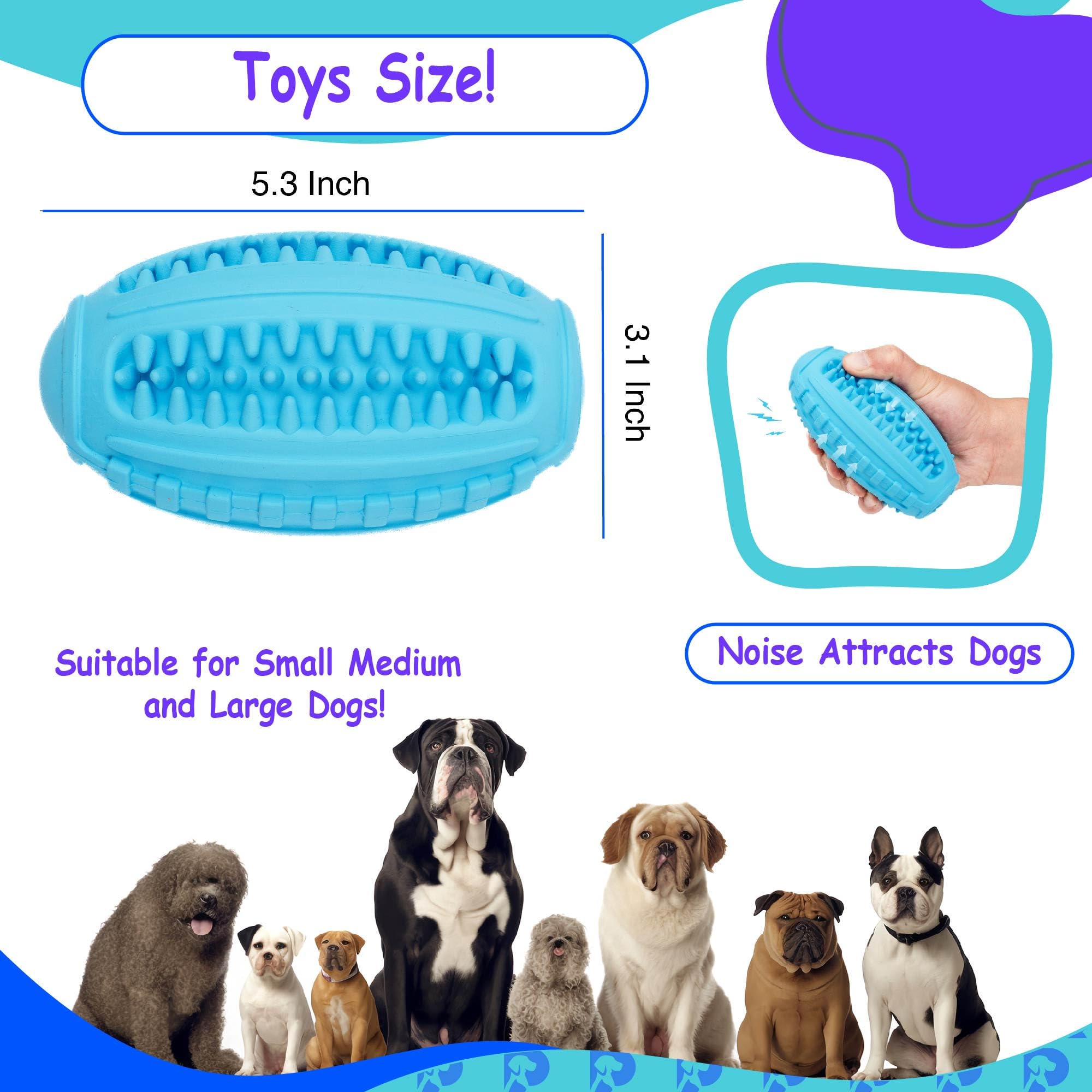 PETSPLICITY Dog Chew Toy for Aggressive Chewers Durable, Safe, and Interactive Treat Dispensing Ball Toy - Tough, Long-Lasting Rubber Chew Toys for Large and Medium Breeds - Teeth Cleaning, Non-Toxic
