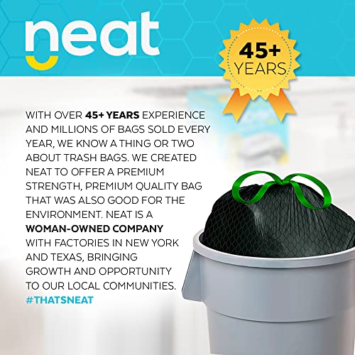 Neat Tall Kitchen 13 Gallon Drawstring Trash Bags - (MEGA 200 Count) - Triple Ply Fortified, Eco-Friendly 50% Recycled Material, Neutralize+ Odor Technology, Reversible Black and White Garbage Bags