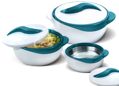 Pinnacle Insulated Casserole Dish with Lid 3 pc. Set 2.6/1.5/1 qt. Hot Pot Food Warmer/Cooler –Thermal Soup/Salad Serving Bowl- Stainless Steel Hot Food Container–Best Gift Set for Moms –Holidays