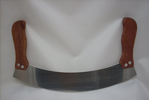 Pizza Rocker Knife - Rocking Cutting - Veggie Dicer - Use Both Hands - Away from the blade. Safer For The Kids - Curved Chopping Knife Chops Leafy Vegetables and All Kinds of Veggies