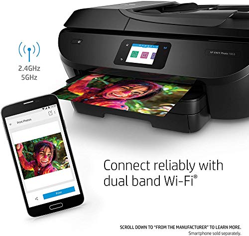 HP ENVY Photo 7855 All in One color Photo Printer with Wireless Printing, HP Instant Ink ready, Works with Alexa (K7R96A)