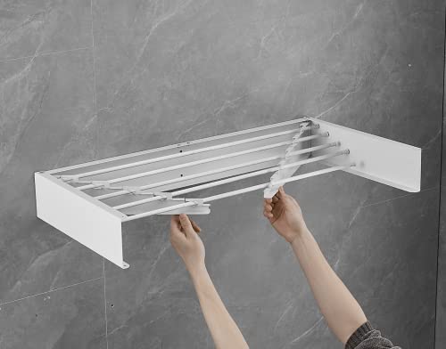 GorillaRack Laundry Drying Clothes Rack | Retractable Clothing Rack Wall Mount | Clothes Drying Rack Indoor Outdoor for Hanging Heavy Duty Laundry White