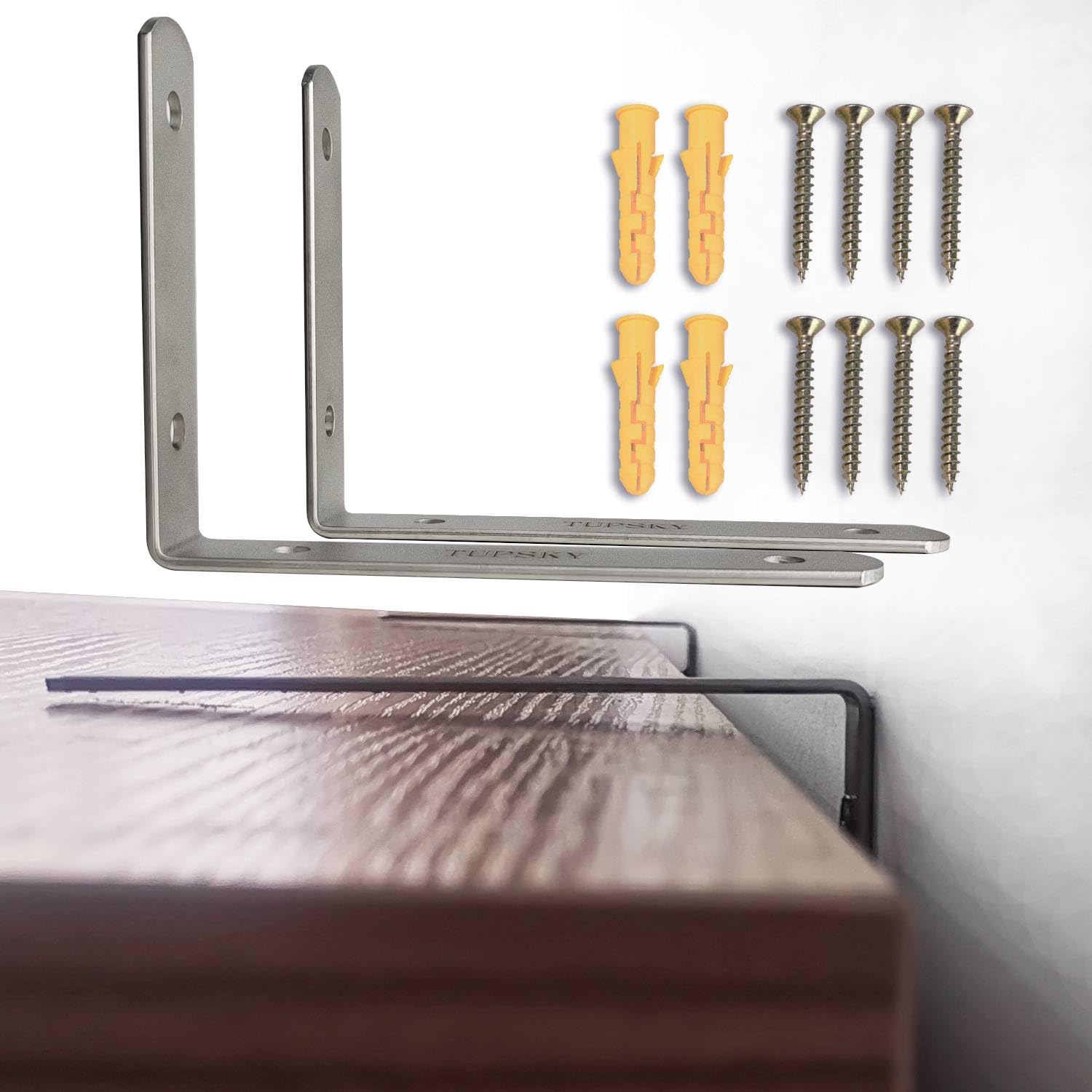 Cabinet Anti Tip Kit, TUPSKY Furniture Anchors Wall Stainless Steel Baby Proofing Bookshelf Falling Prevention Device for Children (1 Pair)