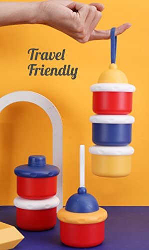 PandaEar Baby Formula Dispensers on The go for Travel| Stackable Portable Baby Formula Storage Container| Travel Formula Holder for Diaper Bag| Baby Powder Dispenser, 3 Layers 2 Pack