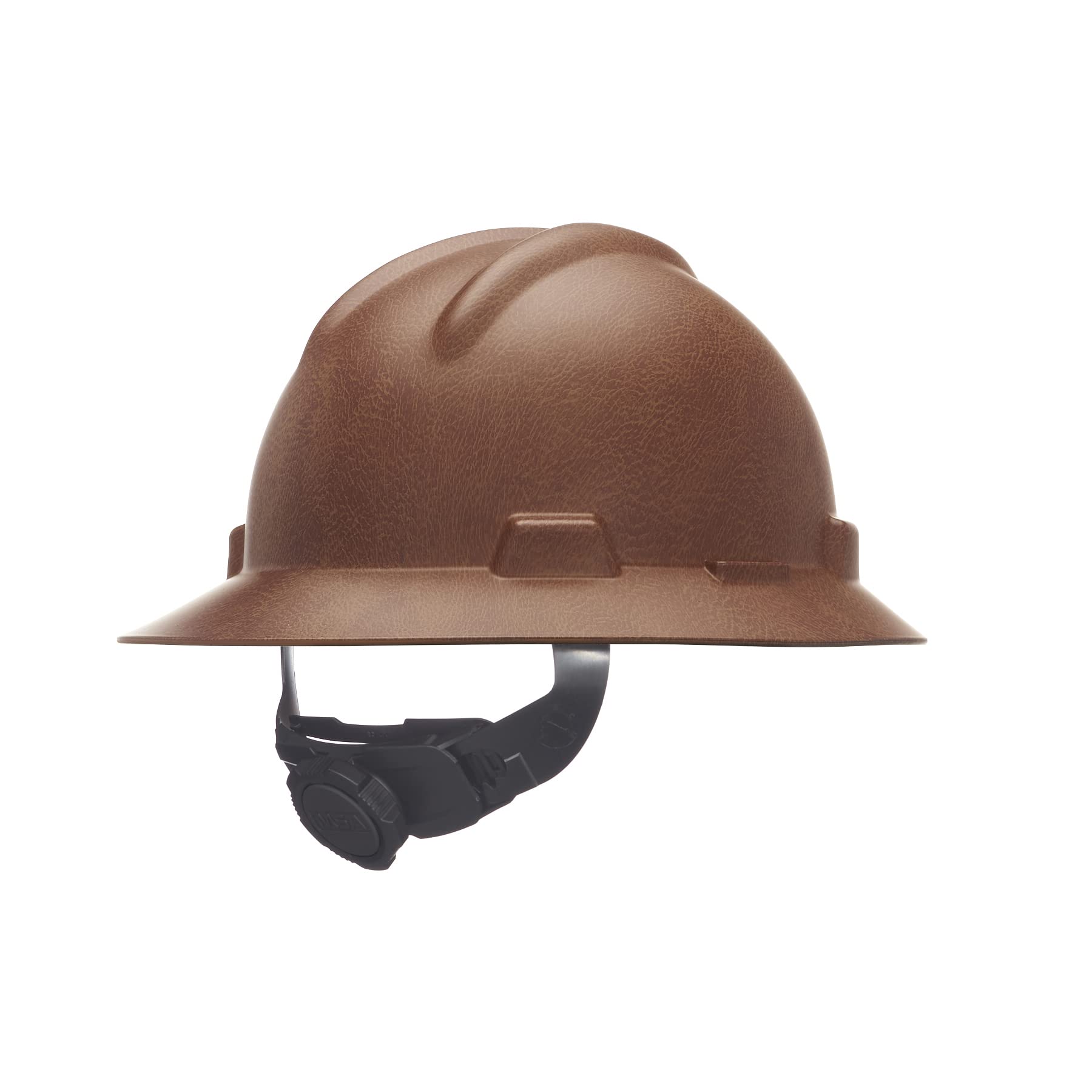 MSA 10204782 Hydro Dip V-Gard Full-Brim Hard Hat With Fas-Trac III Ratchet Suspension | Polyethylene Shell, Self Adjusting Crown Straps - Standard Size in Ital Leather