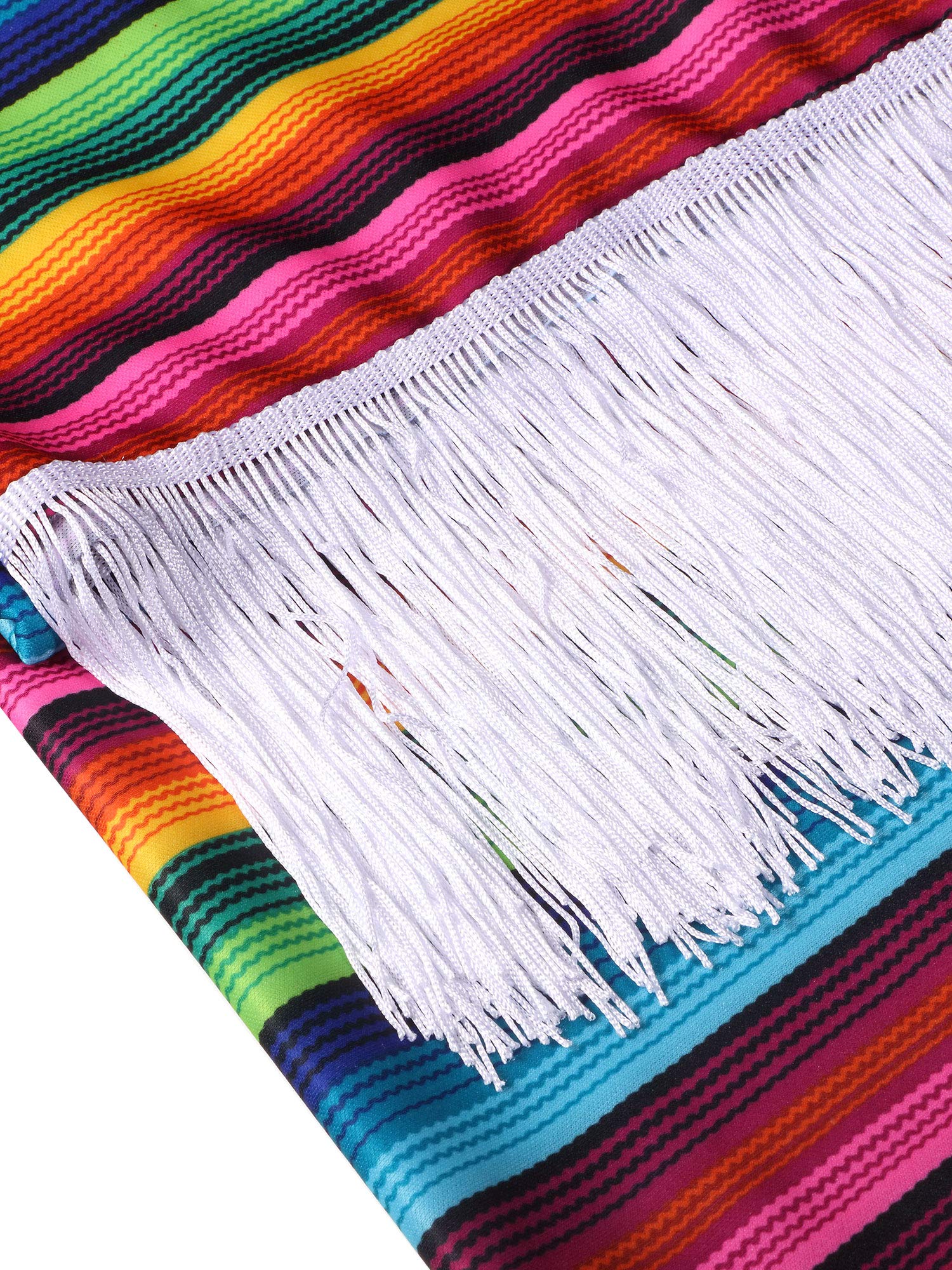 SATINIOR Mexican Serape Poncho Costume Mexican Sombrero with Rainbow Serape Edge and Band (Adult)
