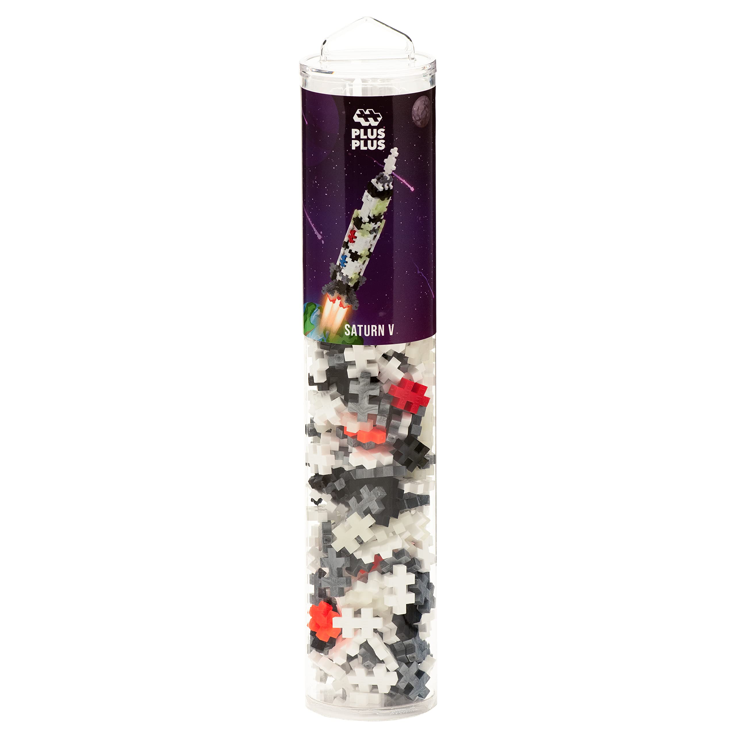PLUS PLUS – Mini Maker Tube – Saturn V Rocket, Apollo 11 Space Playset – 240 Piece, Construction Building STEM | STEAM Toy, Interlocking Mini Puzzle Blocks for Kids