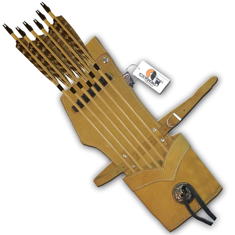 Carol Traditional Archery Finished Leather Side Hip Arrow Quiver AQ159S Brown R/H.