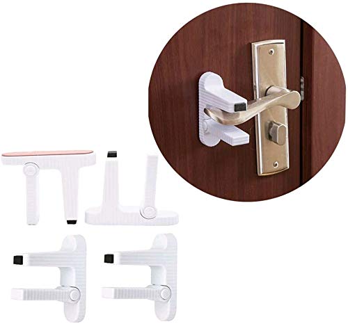 cabinet locks for babies/Safety Child Proof Door knob covers, No Drilling & 3M Adhesive Baby Safety Door Locks - 4 pieces