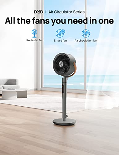 Dreo Tower Fan Smart Voice Control, 25 DB Quiet DC Portable Bladeless Fan, Compatible with Alexa & Pedestal Fan with Remote, PolyFan 513S, 43'' Quiet Standing Fan for Home Bedroom, Classic Silver