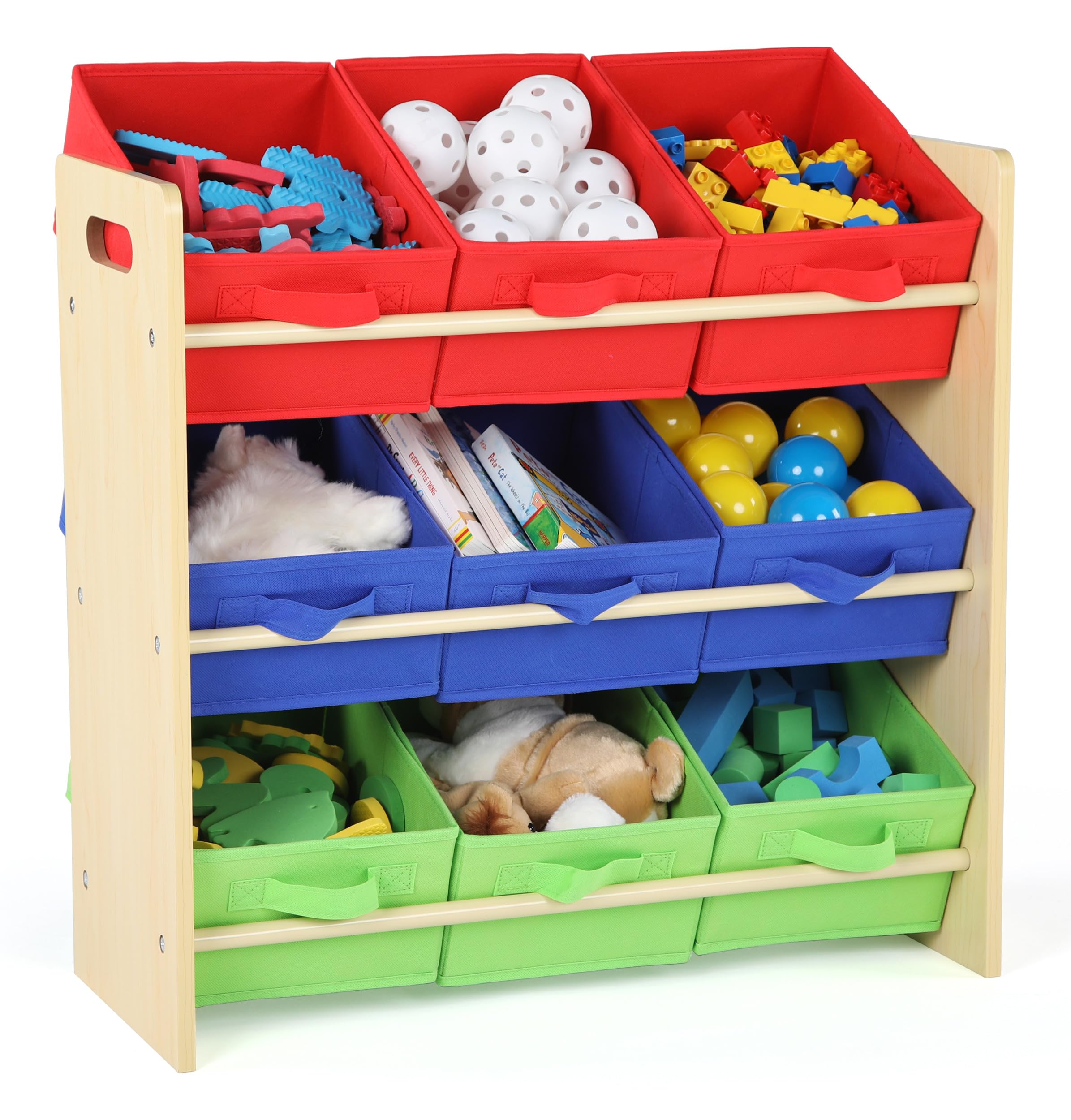 Humble Crew Kids Toy Organizer with 9 Fabric Storage Bins, 24" Tall, Primary