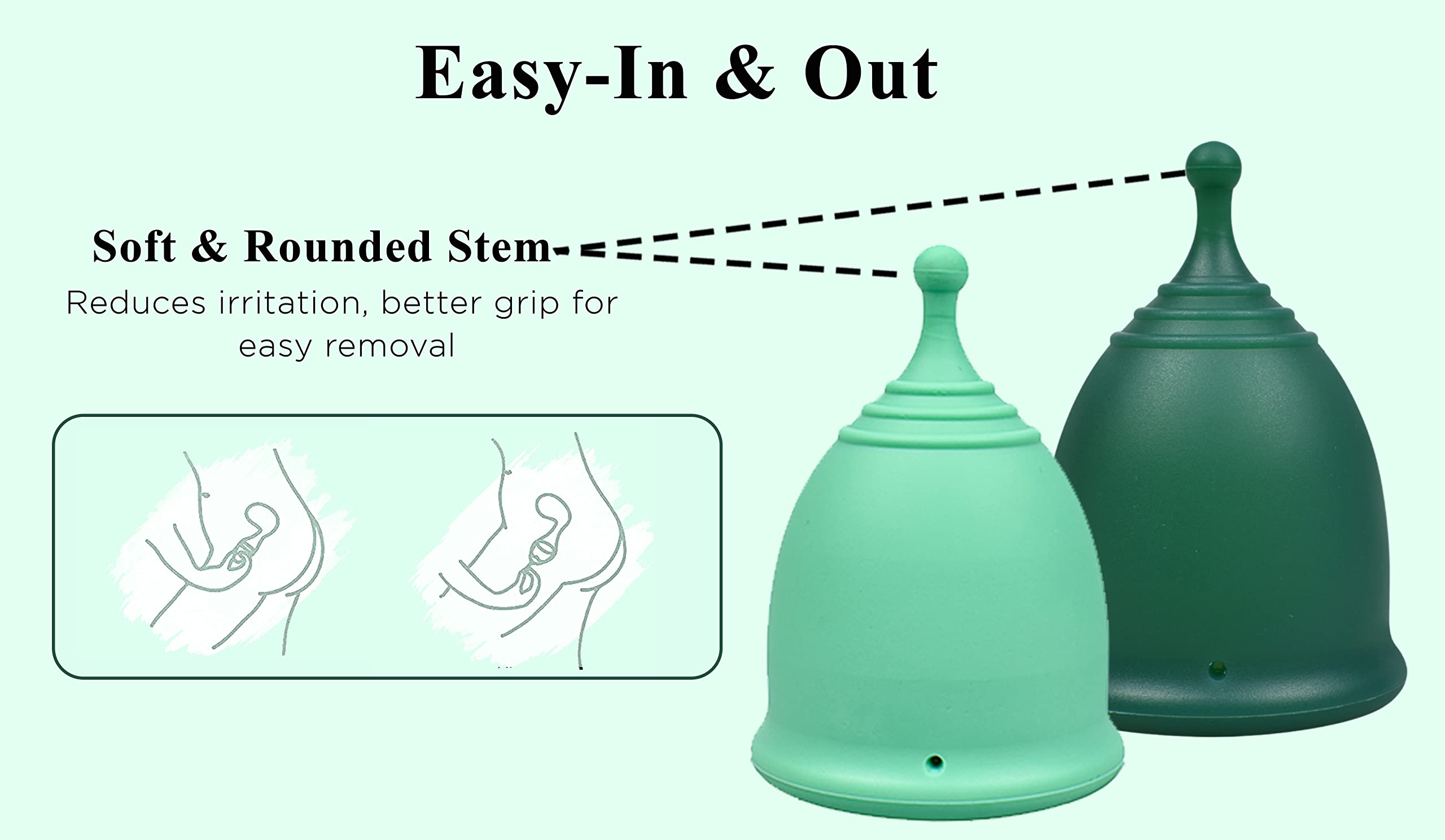 SHORDY Reusable Menstrual Cup (Small & Large) Set of 2 with Box, Medical Grade Silicone, Copa Menstruelle, Period Cup, Heavy & Light Flow, Feminine Hygiene, Tampons, Pads & Disc Alternative for Women