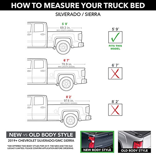 Tonno Pro Tonno Fold, Soft Folding Truck Bed Tonneau Cover | 42-109 | Fits 2014 - 2018, 2019 Ltd/Lgcy Chevy/GMC Silverado/Sierra 1500 5' 9" Bed (69.3"), Black