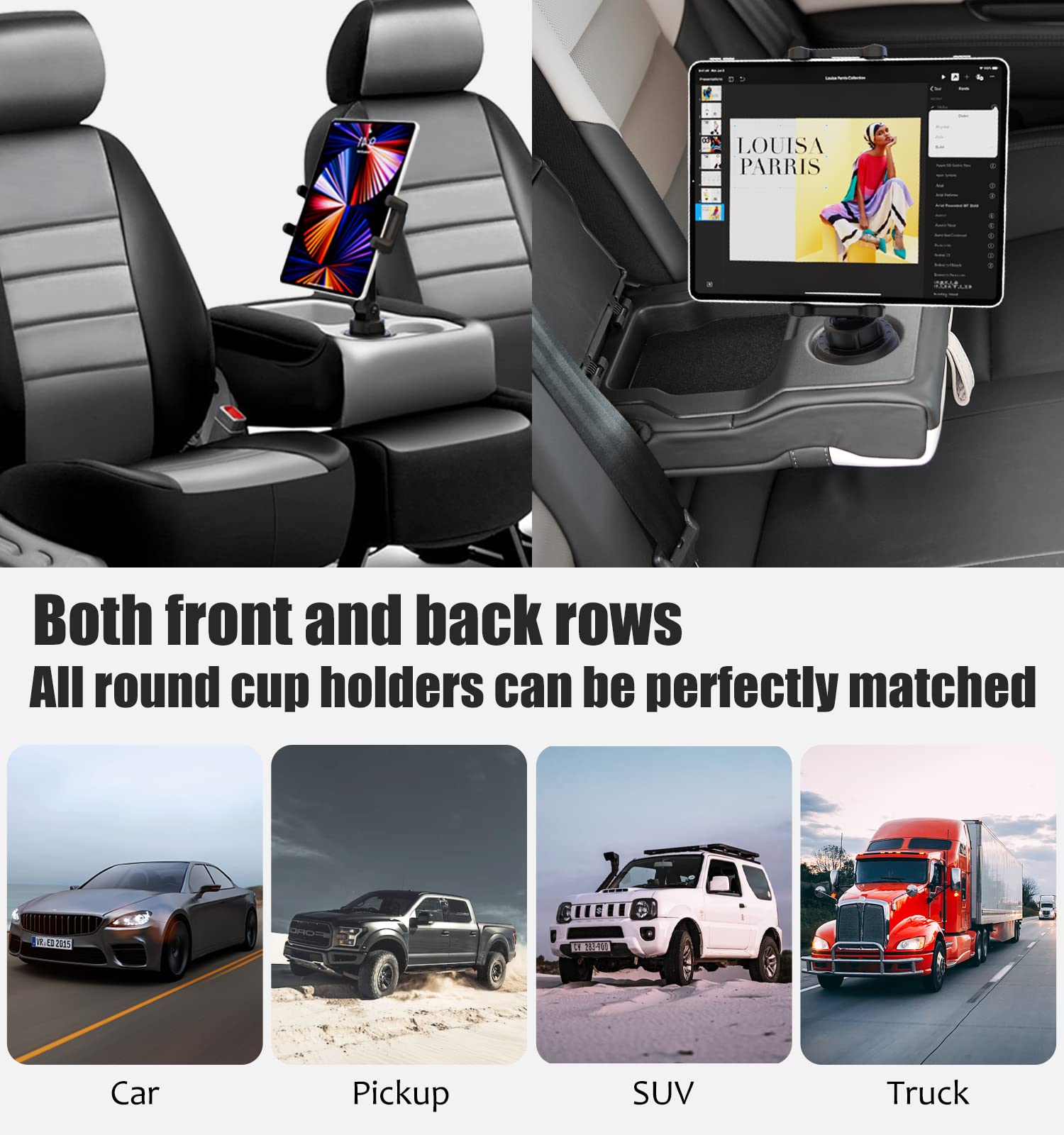 Charchendo Cup Holder Tablet Mount for 4-13'' Devices