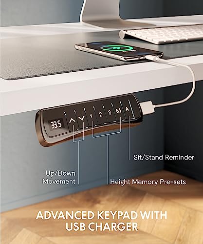 SANODESK 63-Inch Large Dual Motor L-Shaped Electric Height Adjustable Standing Desk - Reversible Panel - White Top/White Frame - Ideal for Gaming, Home Office or Computer Workstation