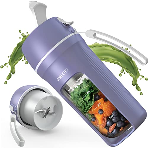 GREECHO Portable Blender, One-handed Drinking Mini Blender for Shakes and Smoothies, 12 oz Personal Blender with Rechargeable USB, Made with BPA-Free Material Portable Juicer, Taro Purpleā¦