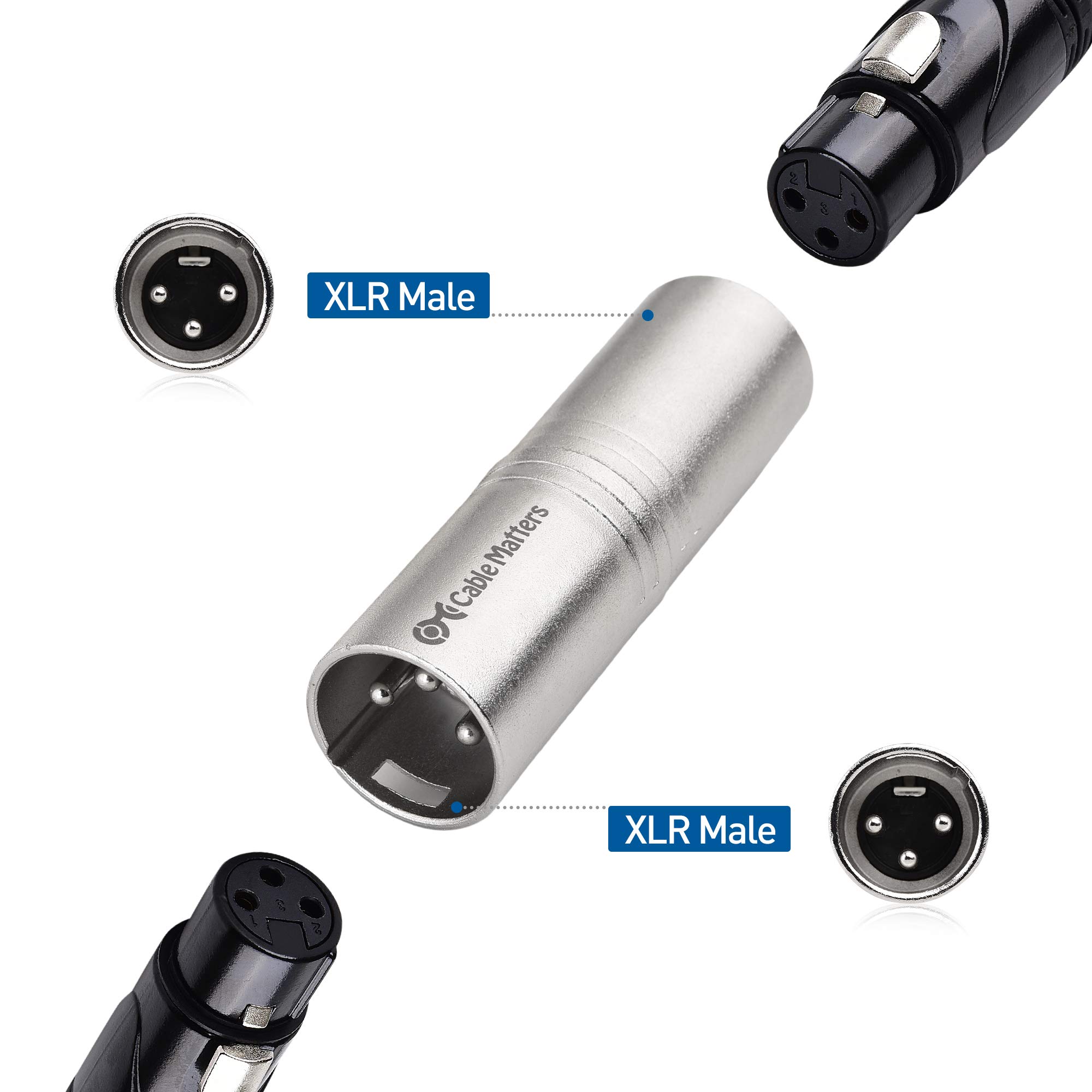 Cable Matters 2-Pack XLR Male to Male Adapter, XLR Coupler, XLR to XLR Gender Changer, XLR Adapter - Male to Male