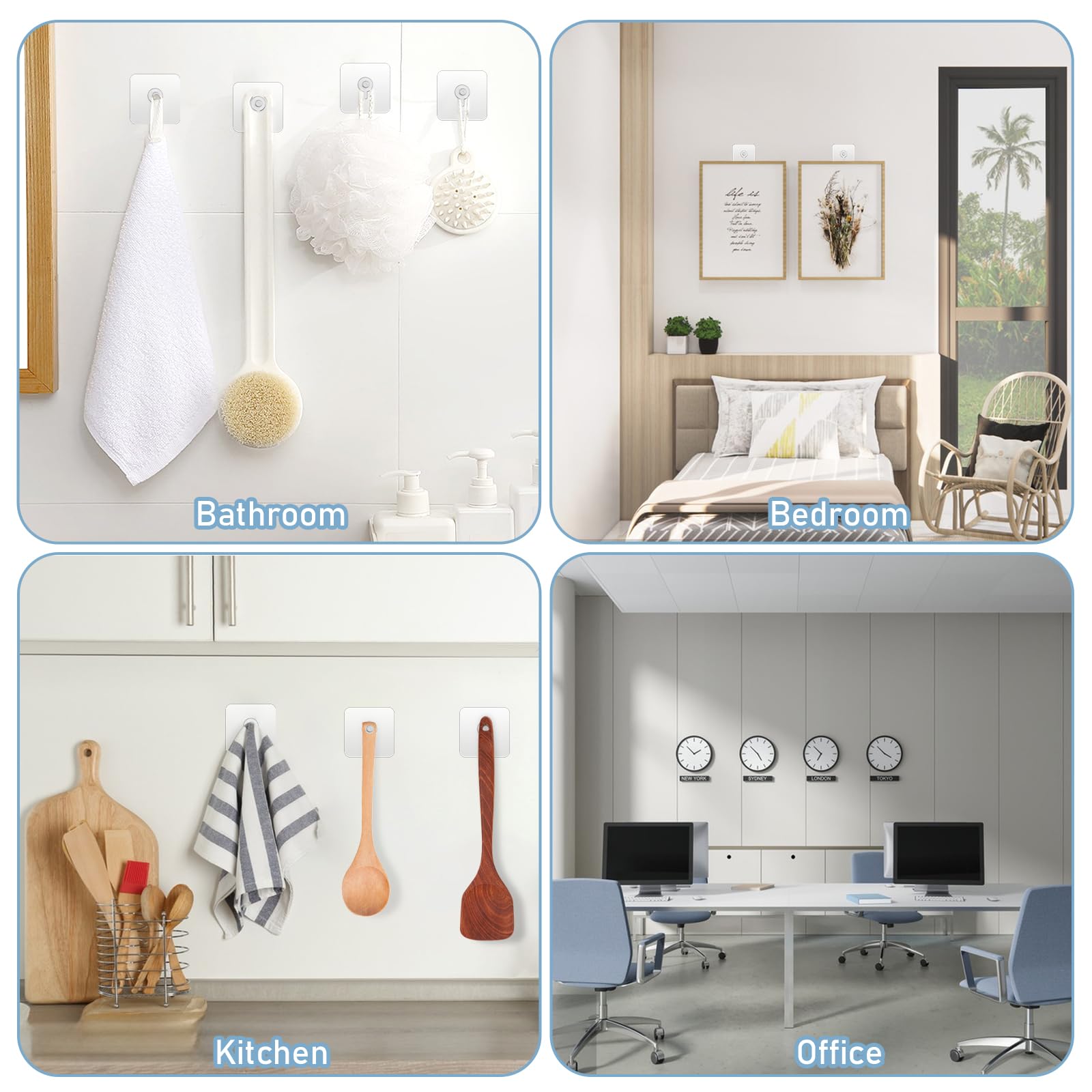 Dimeho 20Pcs Heavy Duty Single Nail Free Picture Hangers without Nails Adhesive Hooks Wall Hangers No Damage Wall Hooks Hanging Reusable Screw Free Sticker for Kitchen Bathroom Home Office Key