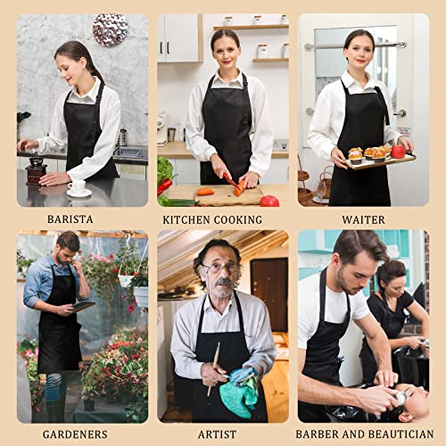 Yhywcy Bib Apron Adjustable Black Apron for Men Women Kitchen Apron Cooking Apron Service Apron Work Apron Nail Styling Apron (3pcs With pockets)