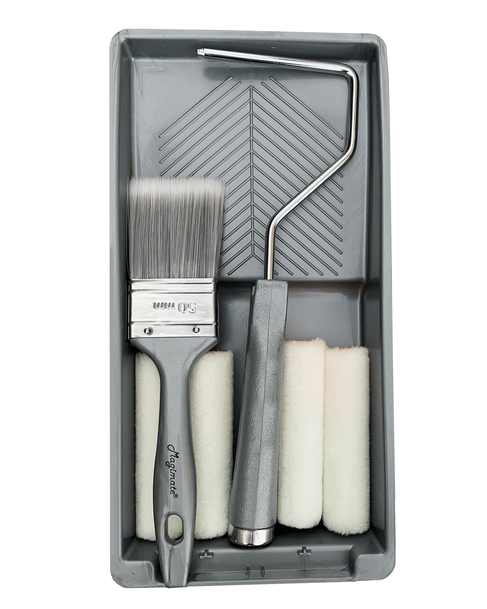Magimate Small Paint Roller Set with Short Nap Roller Covers, 2 inch Paint Brush and Mini Paint Tray for Household Painting Touch-ups, Cabinet and Craft β 4 inch Paint Roller Kit (7-PK)