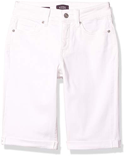 NYDJ Women's Briella Roll Cuff Jean Long Slimming Denim Shorts, Optic White, 14