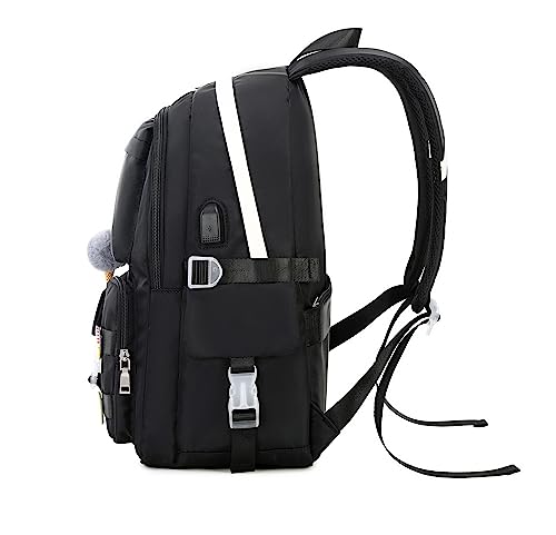 Jaygulf Waterproof Women Laptop Backpack Set Casual Girls Daypack Set Black