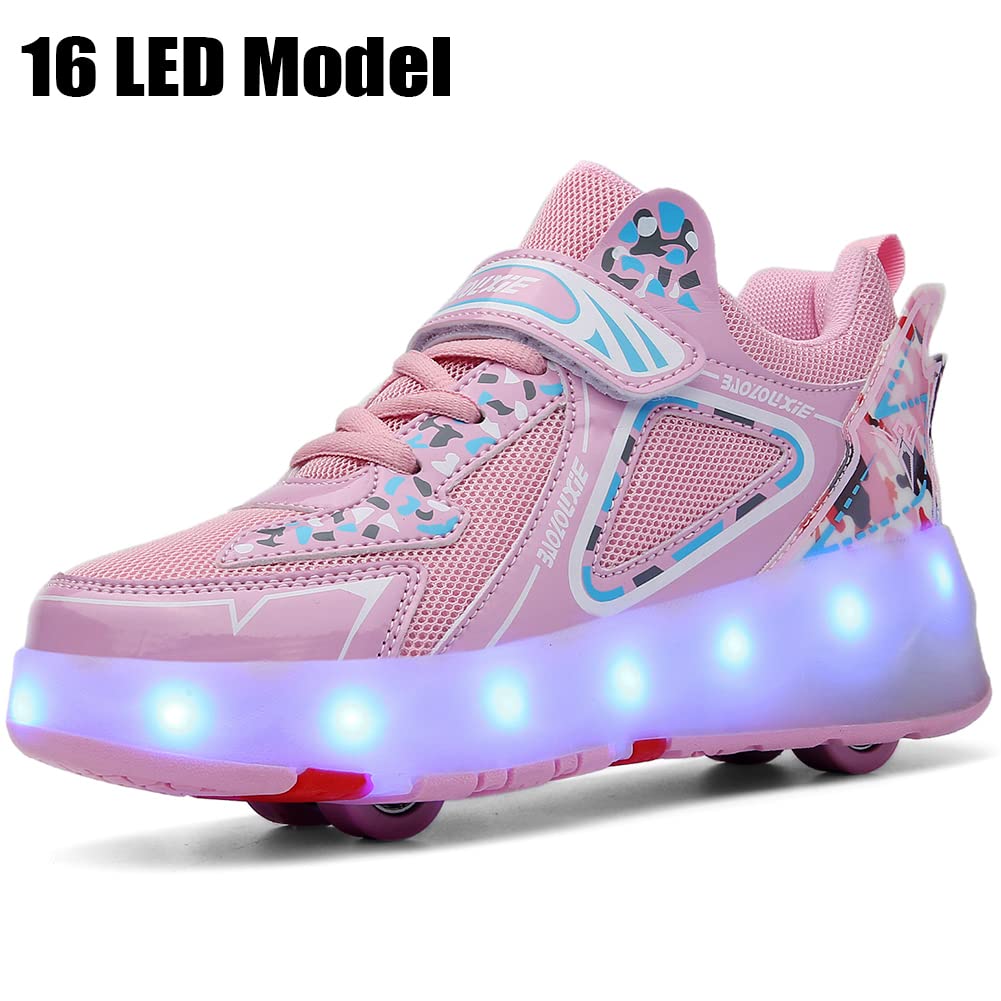CEIEOE Kids Roller Skates Sneaker with 4 Wheels Colorful LED Sport Shoes Can Charge for Beginner Best Gift More Balanced