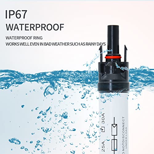 ELFCULB 30A Solar Fuse Connector 1000V IP68 Waterproof, for Solar System and Inverter in Photovoltaic System, Contains 4 fuses + 2 Solar Fuse Holders