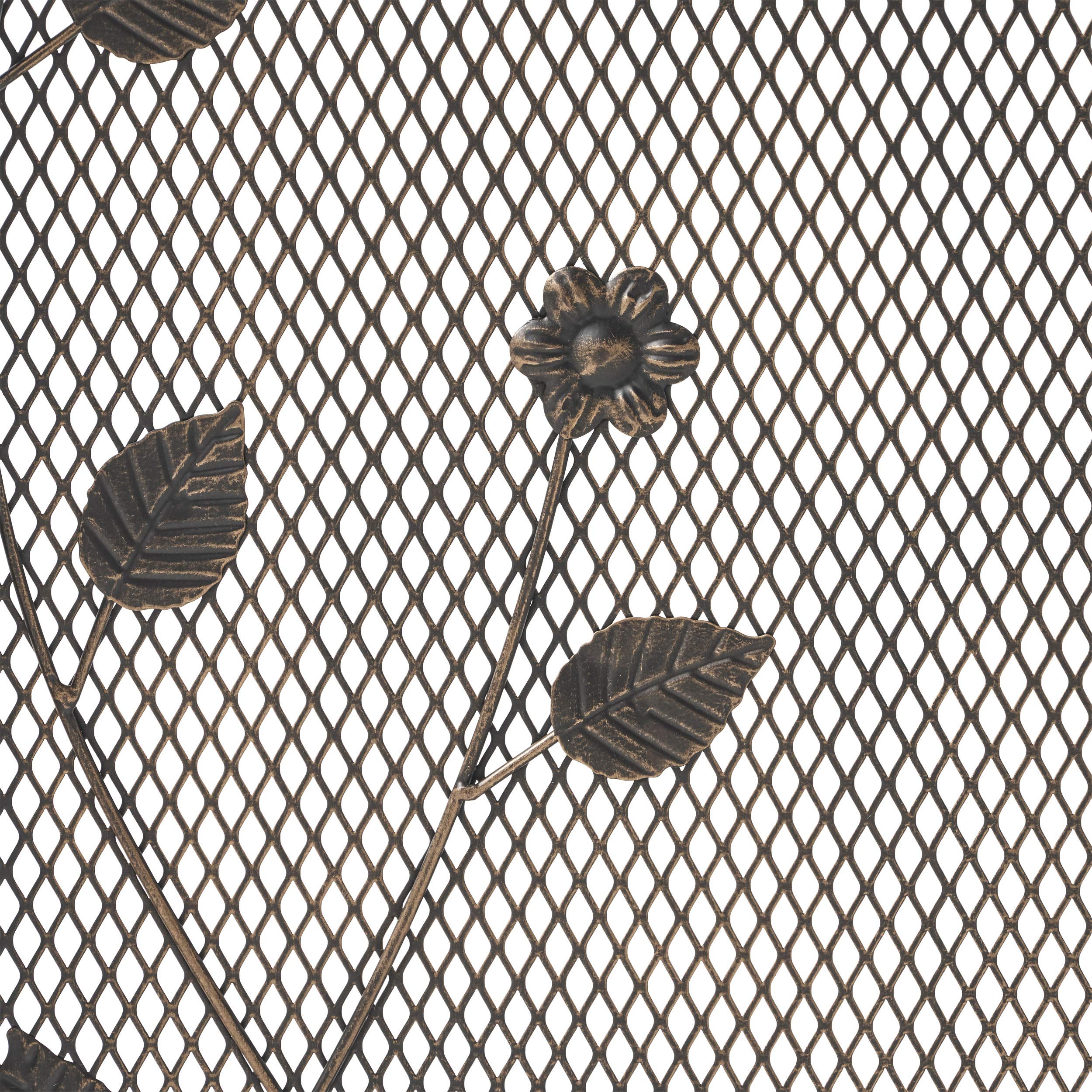Christopher Knight Home Jenna Modern Iron Firescreen with Leaf Accents, Black Gold Finish