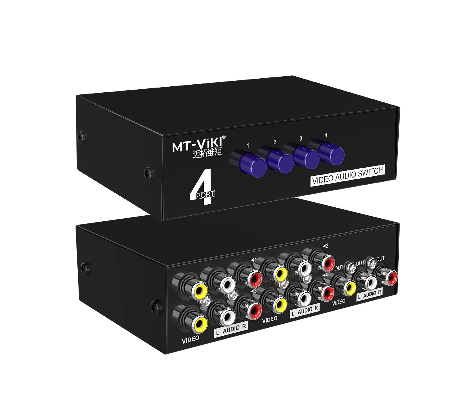 MT-ViKI 8 Way AV RCA Switch, 8 in 1 out Composite Video L/R Audio Switcher Selector Box for DVD Player, SNES, N64, PS2/3 Game Consoles