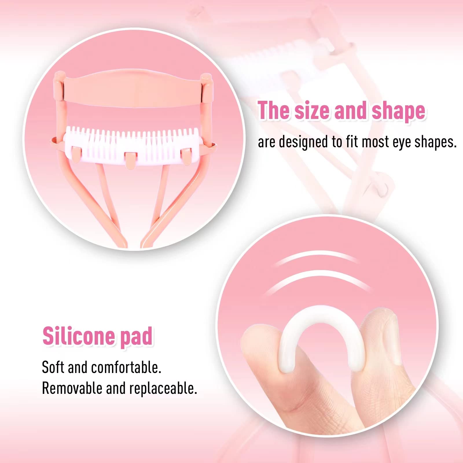 Eyelash Curlers with Comb, Pink Eyelash Curler with Built in Comb, Separated Eyelash Curler with Brush,Eye Lash Curler with Eyelash Curler Refills,Eyelashes Curler,The Professional Lash Tool