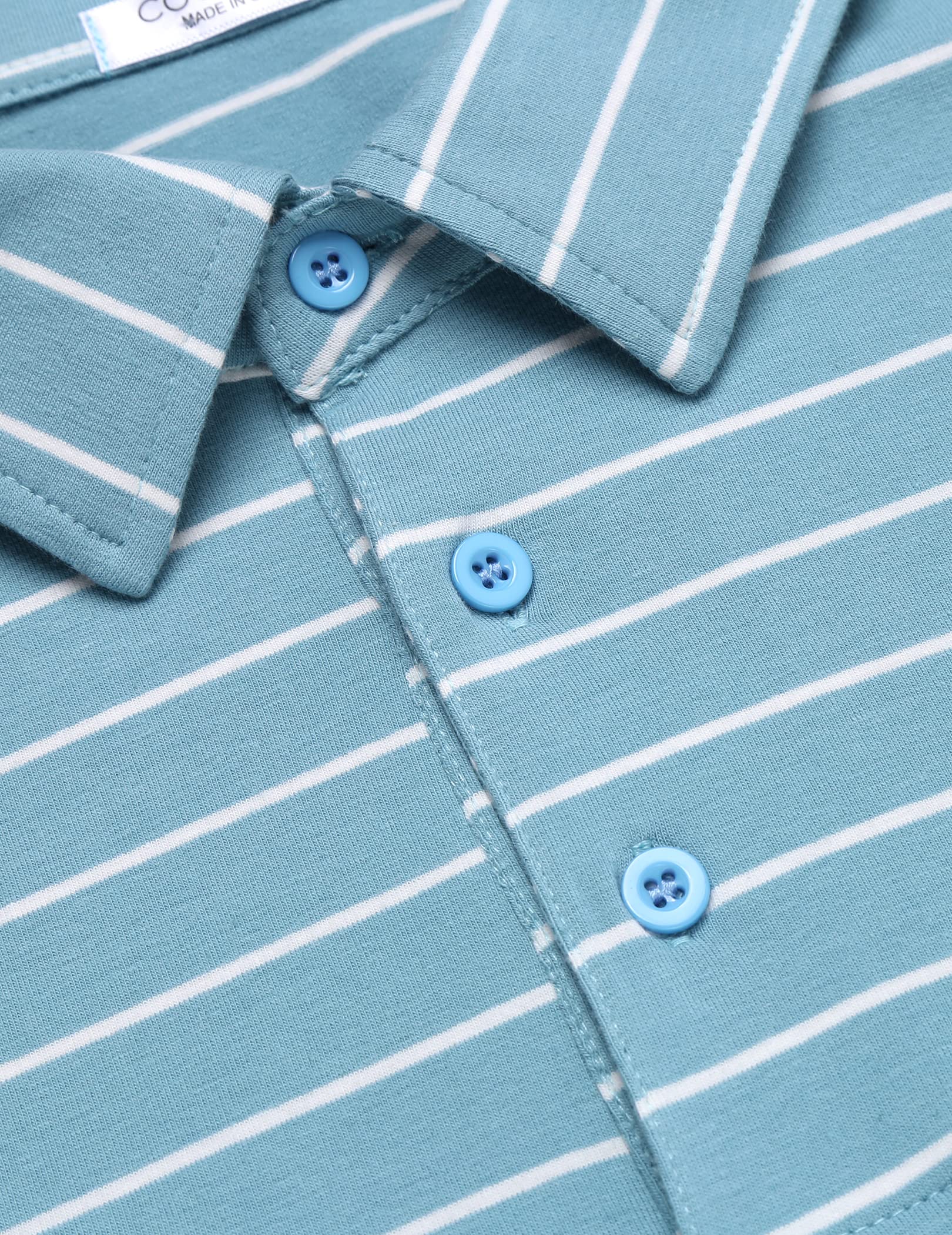 COOFANDY Men's Striped Polo Shirts Lightweight Golf Shirts Performance Polo T-Shirts,Gray Blue,X-Large