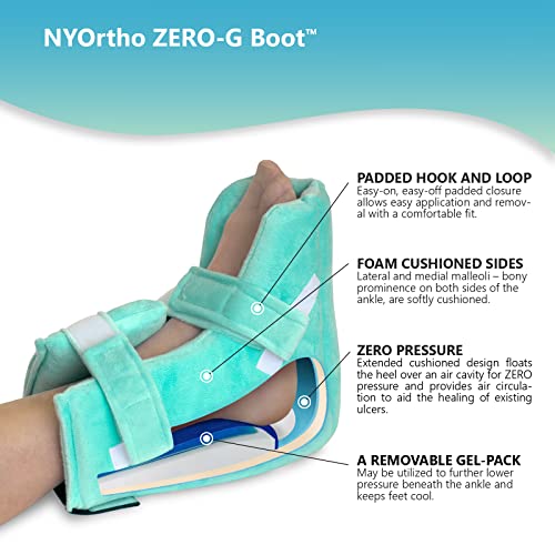 NYOrtho Heel Protector Cushion - Pressure Relieving Pillow with Cooling Gel Pack For Heel Ulcers, Opening At The Heal Soft Fabric Average Adult | Single Boot