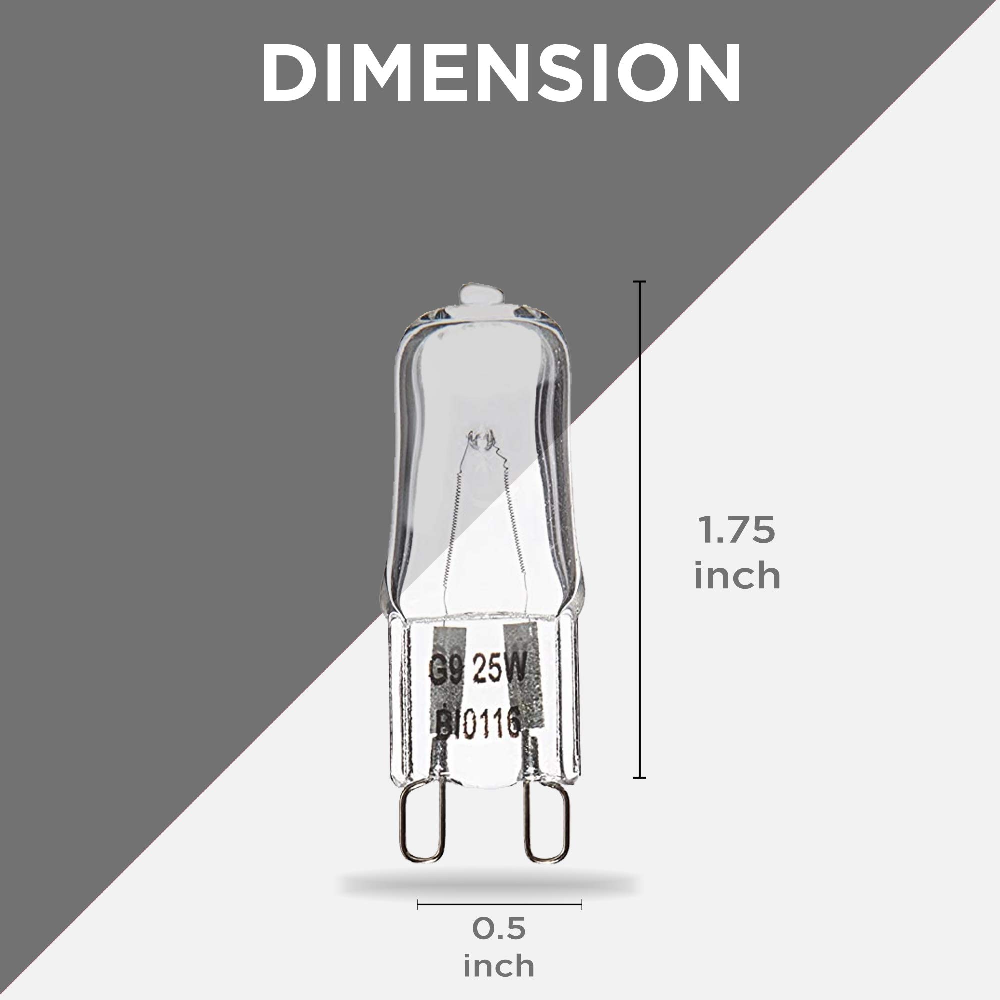 Brite Innovations G9 Halogen Bulb, 60 Watt β 6 Pack β Energy Saving - Dimmable - Soft White 2700K - 120V - Q40, CL, T4 JD Type, Clear Light Bulb