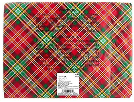 Celebrate It Christmas Seasonal Holiday Poinsettia or Checkered Tablecloth (Red Green Gold Checkered)